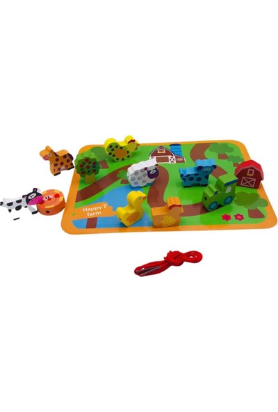 Oyce Toys Ahşap Mini Çiftlik Seti (Ip Geçirme Aktiviteli) Oyce Toys Ahşap Mini Çiftlik Seti (Ip Geçirme Aktiviteli)
