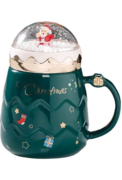 Prettyia 401-500 ml Kahve Kupa Noel Baba Kupası Çay Fincanı Kapaklı Yeni Yıl Hediyeler Için Yeşil Çocuk Yeşil (Yurt Dışından)