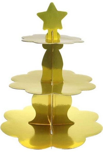 Pastaland Cupcake / Muffin Standı Üç Katlı Gold