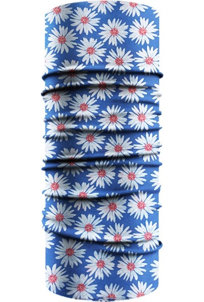 E-Taktik Beyaz Papatya Desenli Çok Fonksiyonlu Buff Bandana Boyunluk