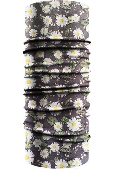 E-Taktik Yeşil Papatya Desenli Çok Fonksiyonlu Buff Bandana Boyunluk