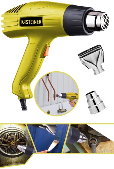 Steiner Germany Technology 3000 Watt 2 Kademeli Çelik Rezistans Sıcak Hava Isı Tabancası Steiner Germany Technology 3000 Watt 2 Kademeli Çelik Rezistans Sıcak Hava Isı Tabancası