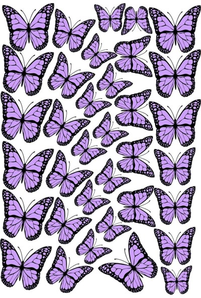 Adana Pasta Malzemeleri Kelebek 4 Resimli Yenilebilir Pasta Kurabiye Üstü Kağıt Baskı