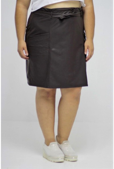Truva Xxl Büyük Beden Kadın Giyim Sunni Deri Etek Kahverengi ETK126 Truva Xxl Büyük Beden Kadın Giyim Sunni Deri Etek Kahverengi ETK126