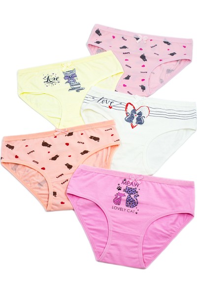 Biyokids Kız Çocuk Külot 5 Li Paket Karışık Renk BYO1944 Biyokids Kız Çocuk Külot 5 Li Paket Karışık Renk BYO1944