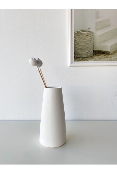 Winingo Conical Seramik Vazo Beyaz