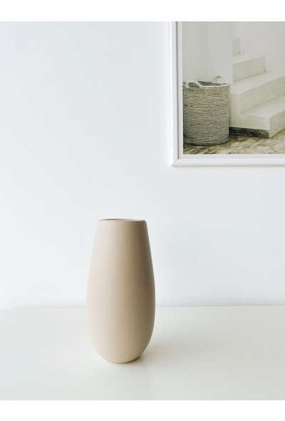Winingo Roll Seramik Vazo Küçük Bej Winingo Roll Seramik Vazo Küçük Bej