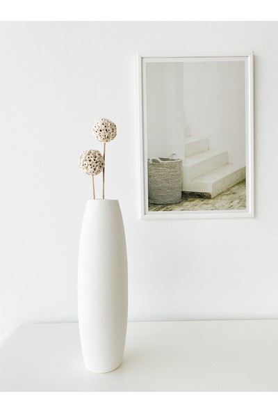 Roll Seramik Vazo Büyük Beyaz