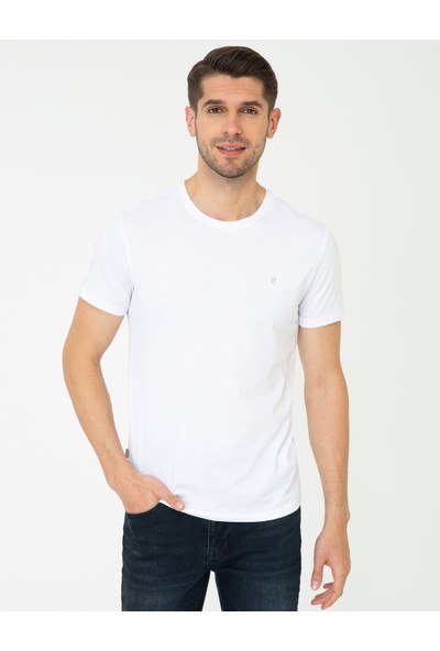 Pierre Cardin Beyaz Slim Fit T-Shirt 50252189-VR013 Pierre Cardin Beyaz Slim Fit T-Shirt 50252189-VR013