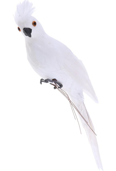 Sevimli Sahte Amerika Papağanı Papağan Yapay Tüy Kuş Hayvan Süsleme Oyuncak - Beyaz