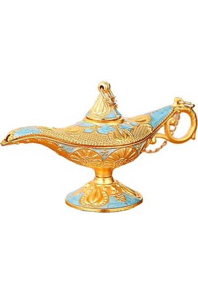 Vintage Stil Aladdin Lambası Genie Işık Ev Dekorasyon Zanaat Hediye Noel Altın Açık Mavi Vintage Stil Aladdin Lambası Genie Işık Ev Dekorasyon Zanaat Hediye Noel Altın Açık Mavi