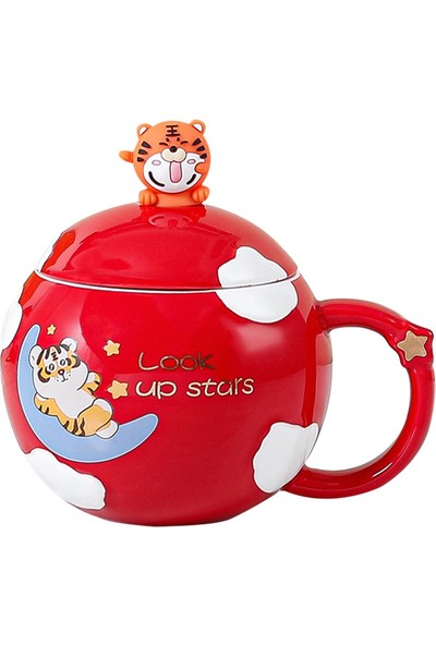 Seramik Kahve Kupa Araba Kupa Sabah Kupası Gençler Için Yetişkinler Için Eve Taşınma Hediyeler Kırmızı