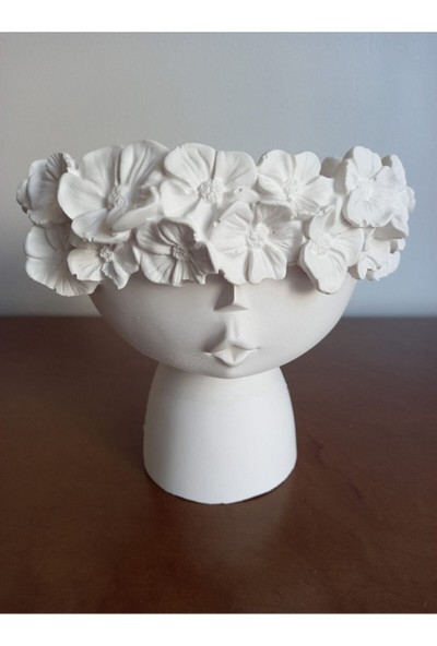 Bbn E-Ticaret Dekoratif Çiçekli Kız Saksı Boyasız