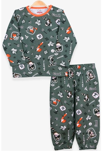 Breeze Erkek Bebek Pijama Takım Rakun Desenli Yeşil Soft Giyim (9 Ay-3 Yaş) Breeze Erkek Bebek Pijama Takım Rakun Desenli Yeşil Soft Giyim (9 Ay-3 Yaş)