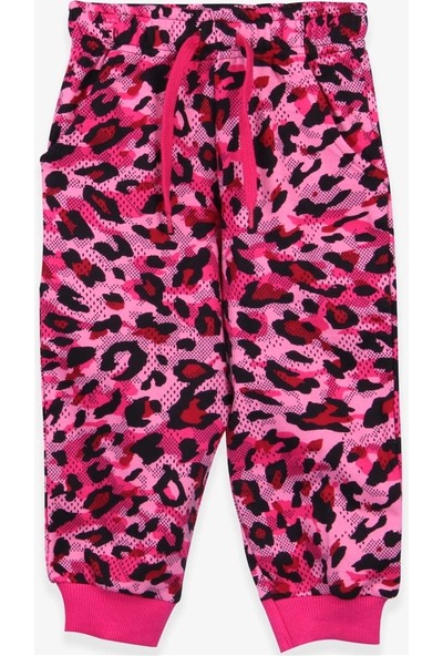 Kız Çocuk Eşofman Altı Leopar Desenli Pembe Soft Giyim (1.5-5 Yaş)