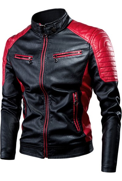 Nuvamoda Kırmızı Motosiklet Ceketi (Yurt Dışından) Nuvamoda Kırmızı Motosiklet Ceketi (Yurt Dışından)