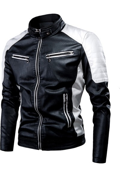 Nuvamoda Siyah Motosiklet Ceketi (Yurt Dışından)