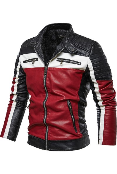 Nuvamoda Kırmızı Motosiklet Ceketi (Yurt Dışından) Nuvamoda Kırmızı Motosiklet Ceketi (Yurt Dışından)