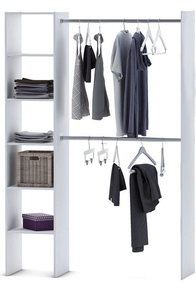 T Designo Tdesigno Efil Açık Giyinme Dolabı - Gardırop Beyaz 140 cm