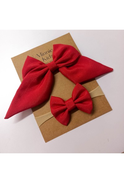 Minnie Kids Minniekids Kırmızı Keten Anne Kız Toka Seti