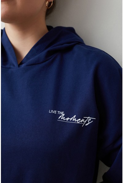 Penti Lacivert Hooded Lace Sweatshirt