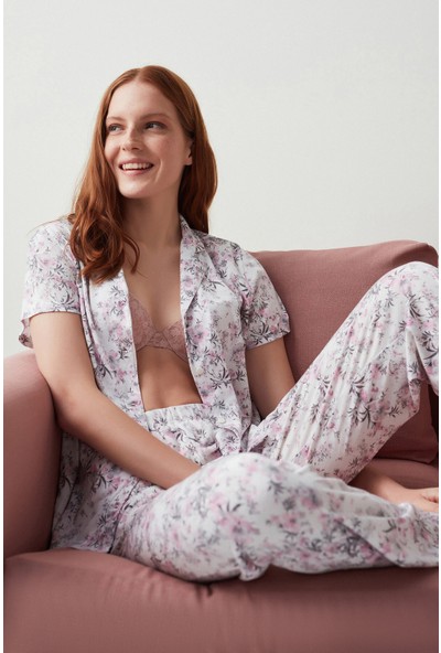 Penti Kırık Beyaz Lilac Blossom Gömlek Pijama Takımı