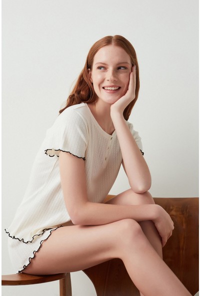 Penti Ekru Simple Things Pointel Şort Takım Penti Ekru Simple Things Pointel Şort Takım