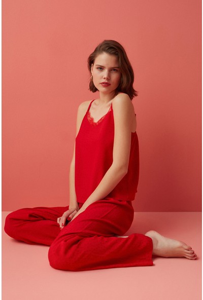 Penti Alev Kırmızı Love Aura Atlet Pijama Takımı