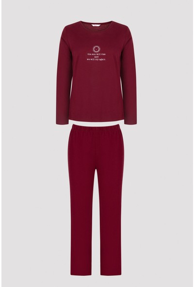 Penti Bordo Base Sun Pantolon Pijama Takımı