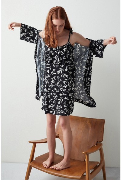 Penti Siyah Dark Fleur Sabahlık