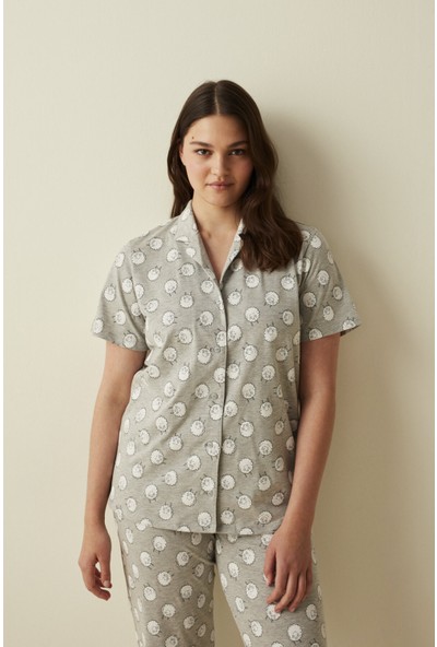 Penti Gri Melanj Ent Sheeps Gömlek Pijama Takımı