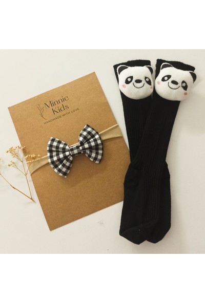 Minnie Kids Minniekids Pandalı Çorap ve Fiyonk Toka Seti