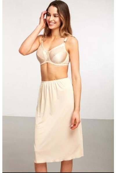 Kom Düz Uzun Jupon - Ten