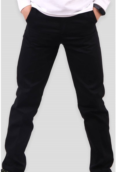 Rapapa Erkek Çocuk Keten Pantolon Siyah 2068-