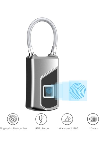 Generic Puluz USB Şarjlı Parmak Izi Asma Kilit Generic Puluz USB Şarjlı Parmak Izi Asma Kilit