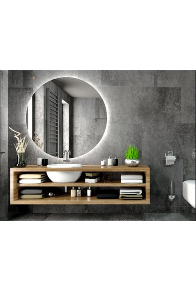 Toprak Dekor 70 cm Beyaz Ledli Banyo Aynası