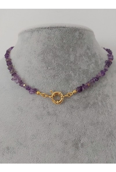 Hera Takı Atölyesi Ametist Doğal Taş Kolye