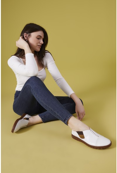 Ziya Ziya, Kadın Hakiki Deri Ayakkabı 111415 Z394034 Beyaz