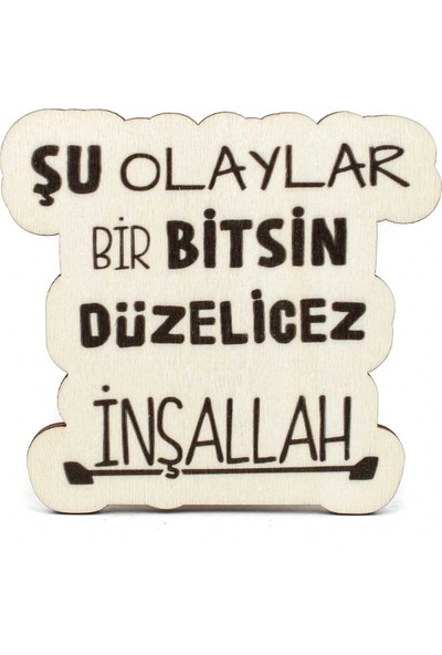 Palto Tasarım Düzelicez Inşallah Ahşap Bardak Altlığı