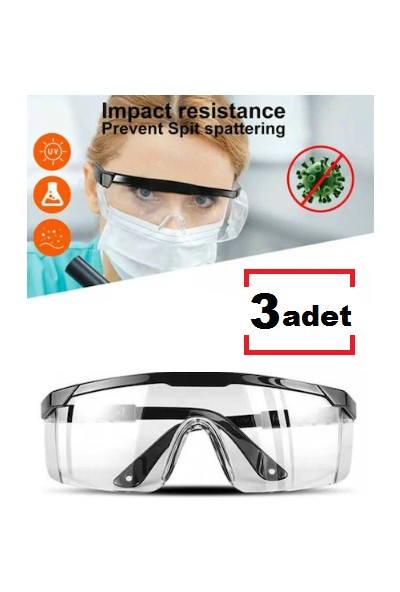 Nisafety UV73 Şeffaf Kimyasal Koruyucu Gözlük Paket 3 Adet