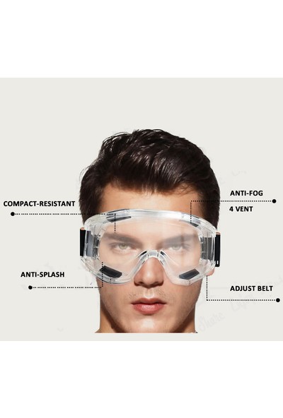 Nisafety UV77 Buğulanmaz Laboratuvar Kimyasal Göz Koruyucu Gözlük