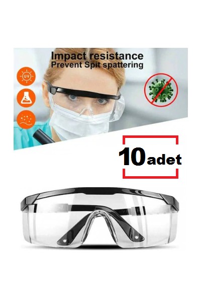 Nisafety UV73 Şeffaf Kimyasal Koruyucu Gözlük Paket 10 Adet