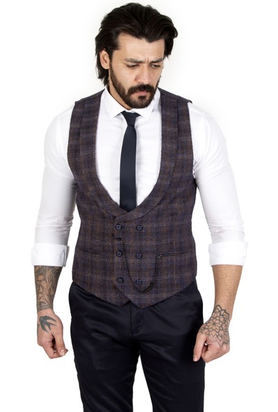 Deepsea Ekose Desen Kırçıllı Kruvaze Cepken Yelek 2200004 Deepsea Ekose Desen Kırçıllı Kruvaze Cepken Yelek 2200004