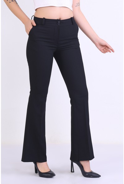 e-bizz store Kadın Yüksek Bel Yarım Ispanyol Paçakumaş Siyah Pantolon e-bizz store Kadın Yüksek Bel Yarım Ispanyol Paçakumaş Siyah Pantolon