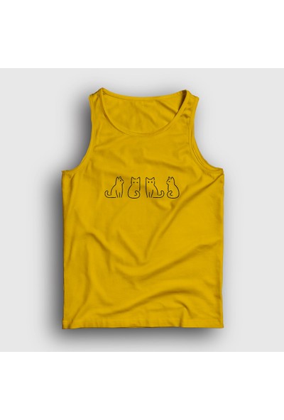 Presmono Unisex Sarı Four Cats Kedi Atlet