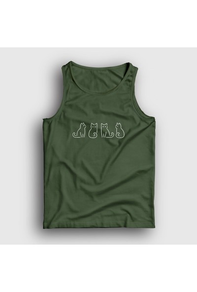 Presmono Unisex Haki Four Cats Kedi Atlet