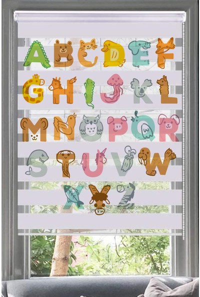 Lotus Sevimli Hayvanlar Baskı Zebra Perde-Bebek Odası-Çocuk Odası- Animalalphabet Lotus Sevimli Hayvanlar Baskı Zebra Perde-Bebek Odası-Çocuk Odası- Animalalphabet
