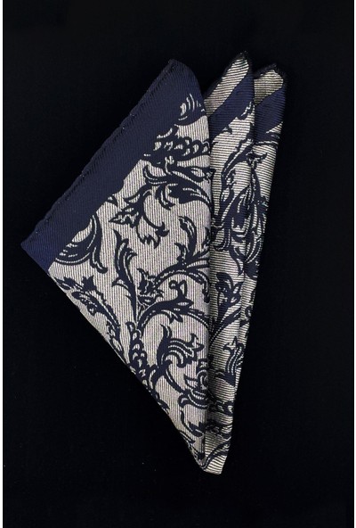 La Pescara Lacivert - Gri Çiçek Desen Italyan Ipek Cep Mendili SPS459 La Pescara Lacivert - Gri Çiçek Desen Italyan Ipek Cep Mendili SPS459