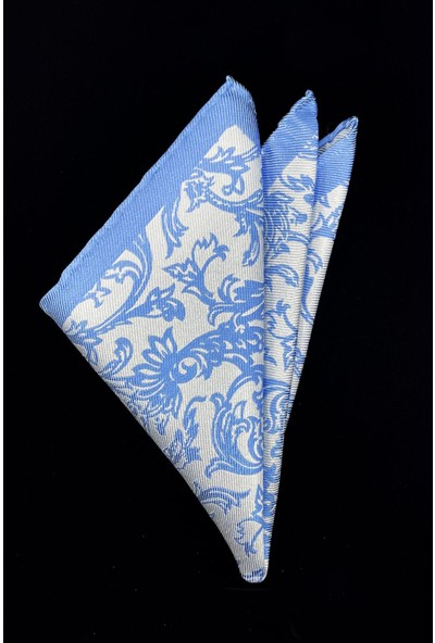 La Pescara Mavi - Beyaz Çiçek Desen Italyan Ipek Cep Mendili SPS463 La Pescara Mavi - Beyaz Çiçek Desen Italyan Ipek Cep Mendili SPS463