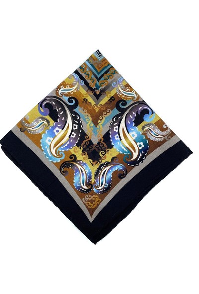 La Pescara Siyah - Kahverengi Şal Desen Italyan Ipek Cep Mendili SPS509
